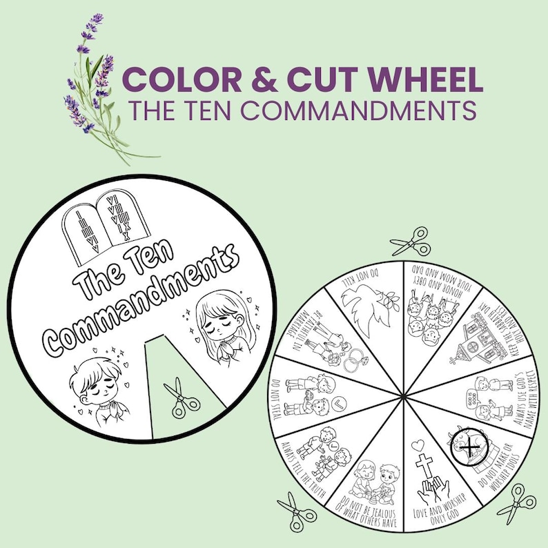Ten Commandments Color & Cut Wheel | Christian Kids Activity | Bible ...