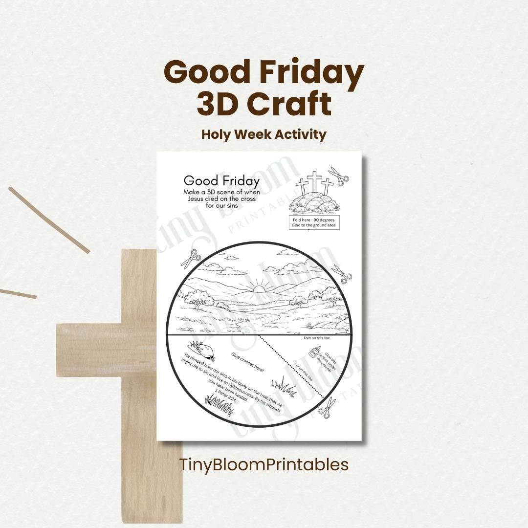3D Good Friday Craft Printable | Easter Activity for Kids | Holy Week ...
