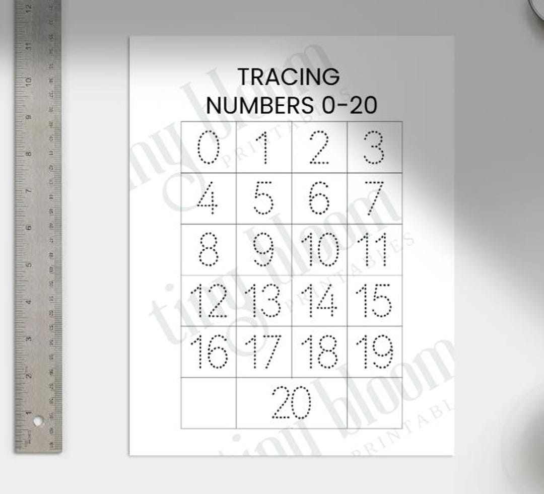 Number Tracing Worksheet 0-20: Preschool Kindergarten Math (PDF ...