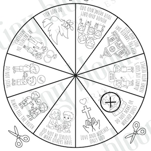 Ten Commandments Color & Cut Wheel | Christian Kids Activity | Bible ...