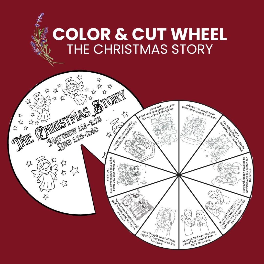 The Christmas Story Color & Cut Wheel | Printable Nativity Craft for ...
