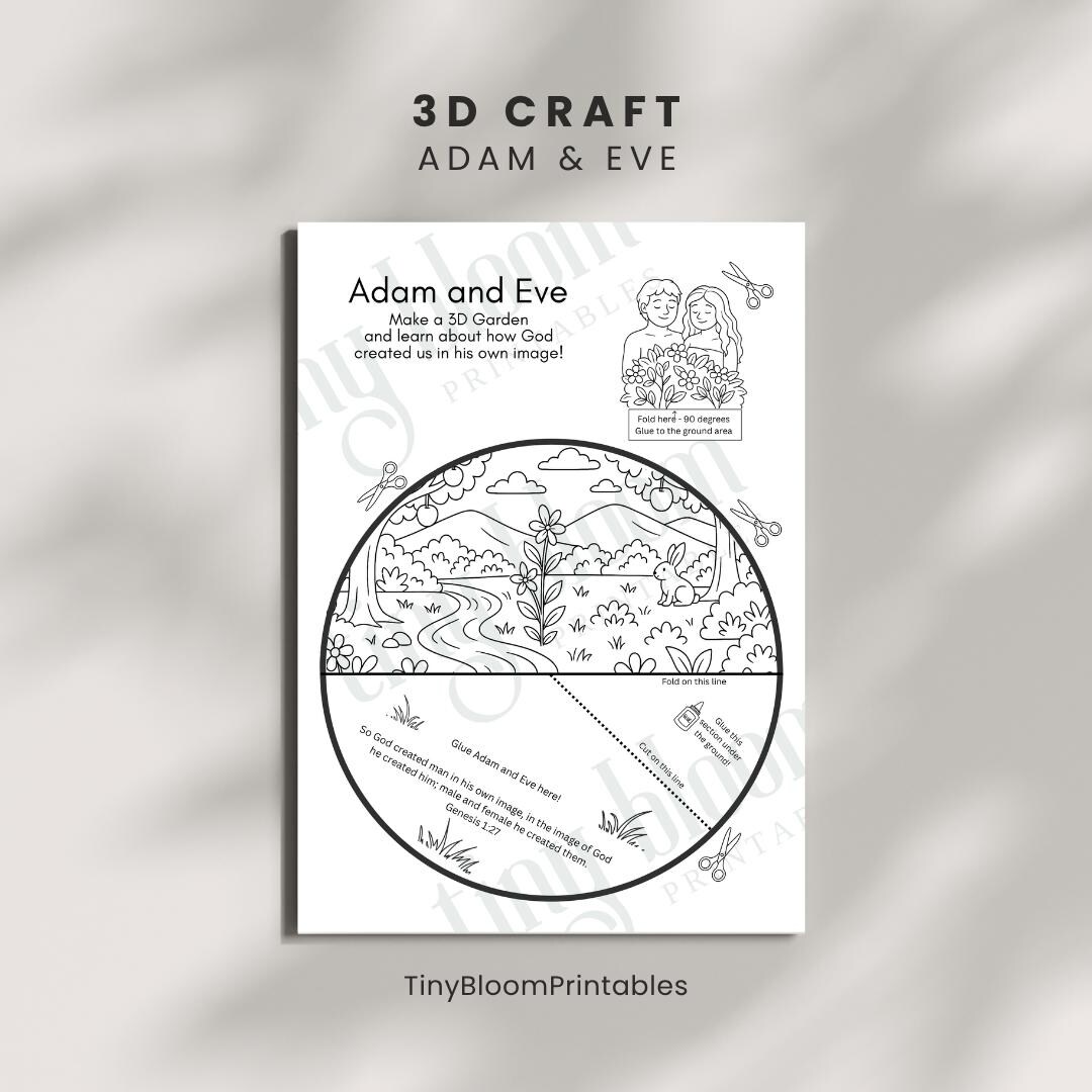 Adam and Eve 3D Craft: Garden of Eden Printable (PDF) - Etsy