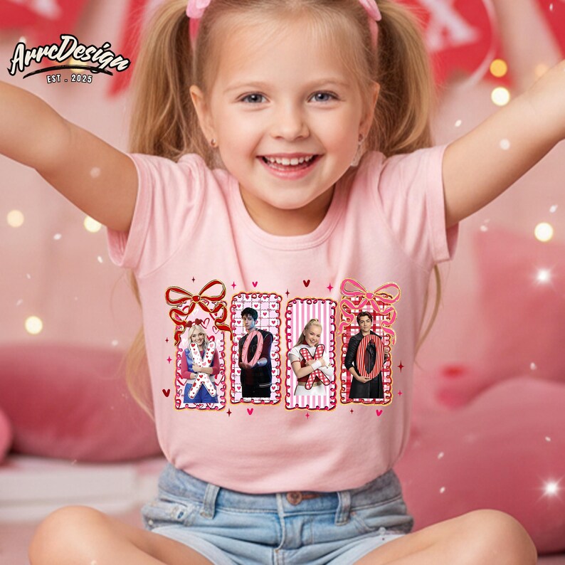 Zombies 4 Valentine Kids Shirt, Pink XOXO Heart Character Graphic Tee ...
