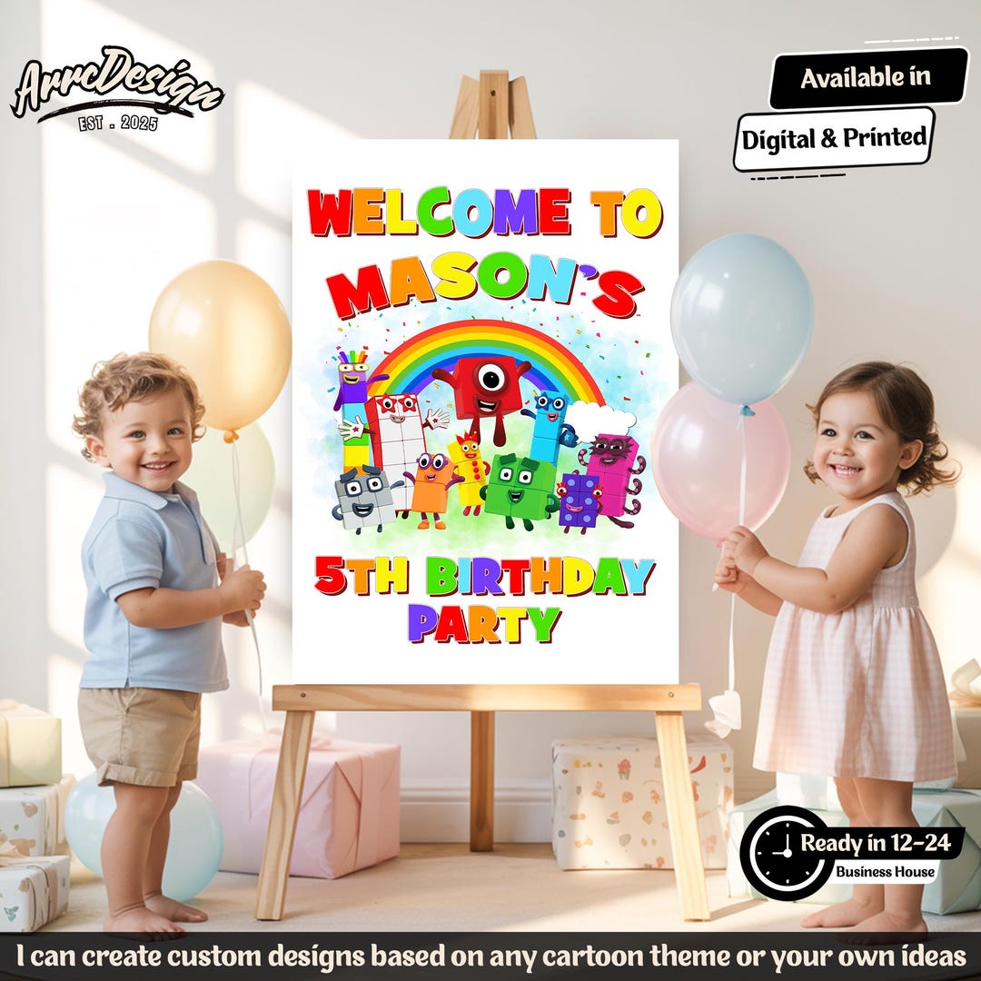 Personalized Numberblocks Birthday Welcome Sign: Rainbow Party Decor ...