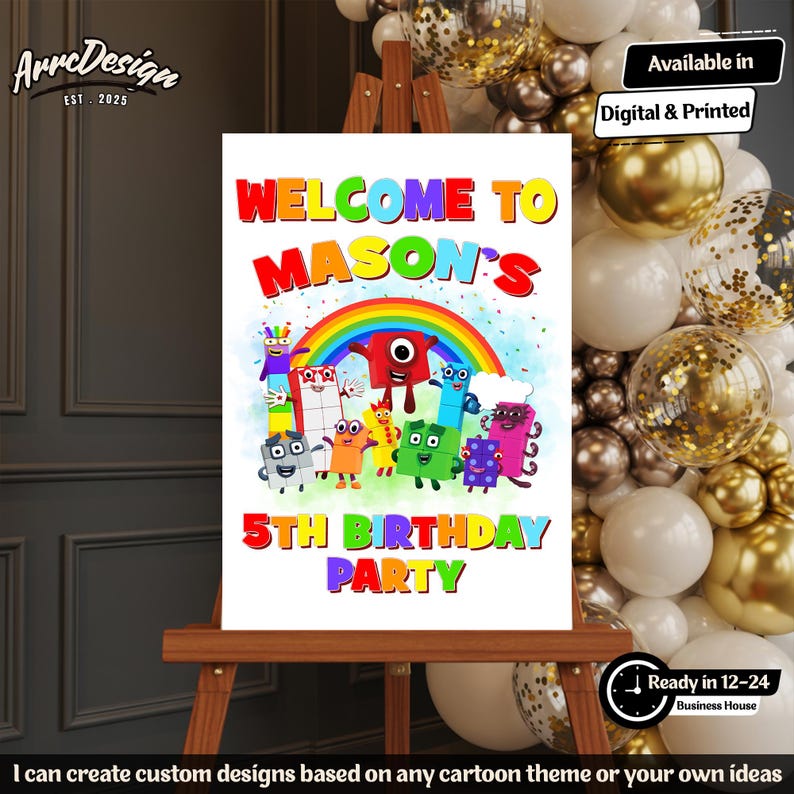 Personalized Numberblocks Birthday Welcome Sign: Rainbow Party Decor ...