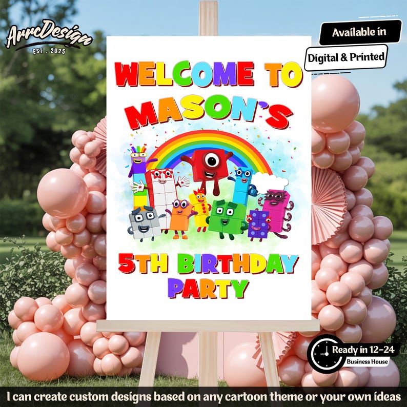 Personalized Numberblocks Birthday Welcome Sign: Rainbow Party Decor ...
