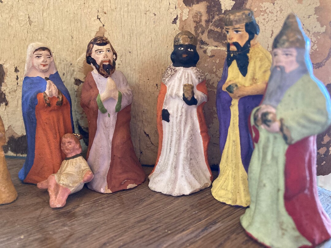Nativity Set 10 Pieces Mary Joseph Jesus Donkey 2 Shepherds 3 Wise Men ...