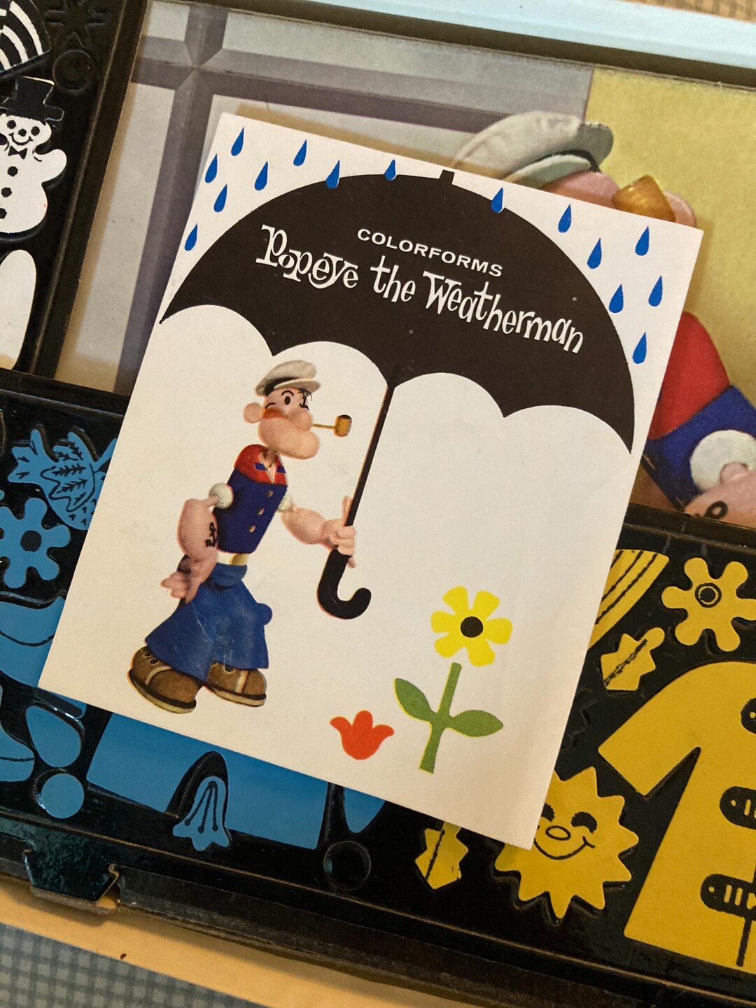 Vintage Toy Colorforms Popeye Weatherman Vinyl Paper Doll Winter Spring ...