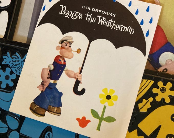 Vintage Toy Colorforms Popeye Weatherman Vinyl Paper Doll Winter Spring ...