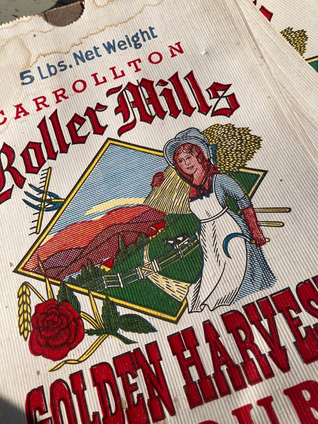 Vintage Flour Sack Paper Carrollton Roller Mills Maryland Golden ...