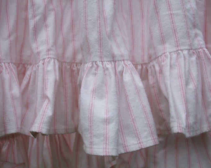 Dust Ruffle Pink Ticking Stripe Queen Size Flannel Ralph Lauren - Etsy