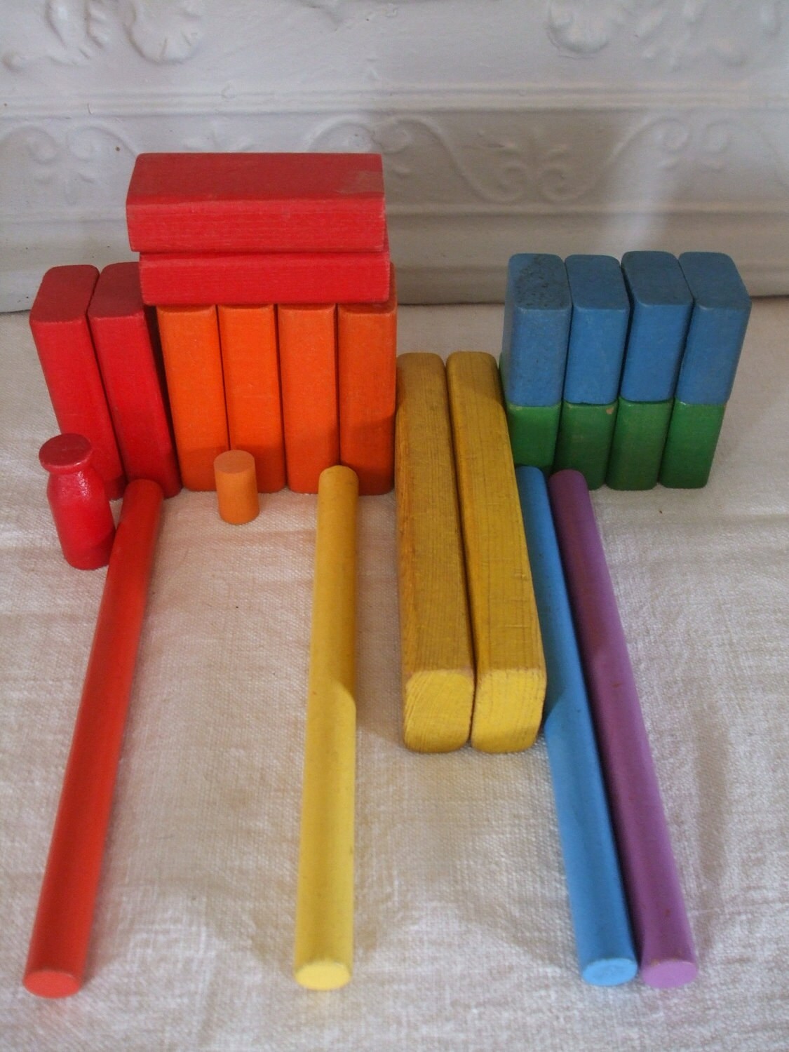 Building Blocks Rainbow Vintage Wood - Etsy
