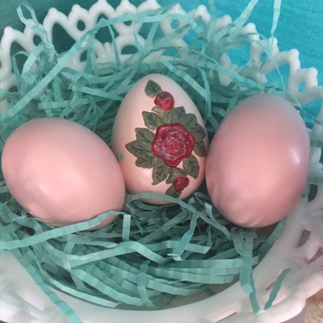 Easter Egg Vintage Shell Pink Rose Leaves Ceramic Greenware - Etsy