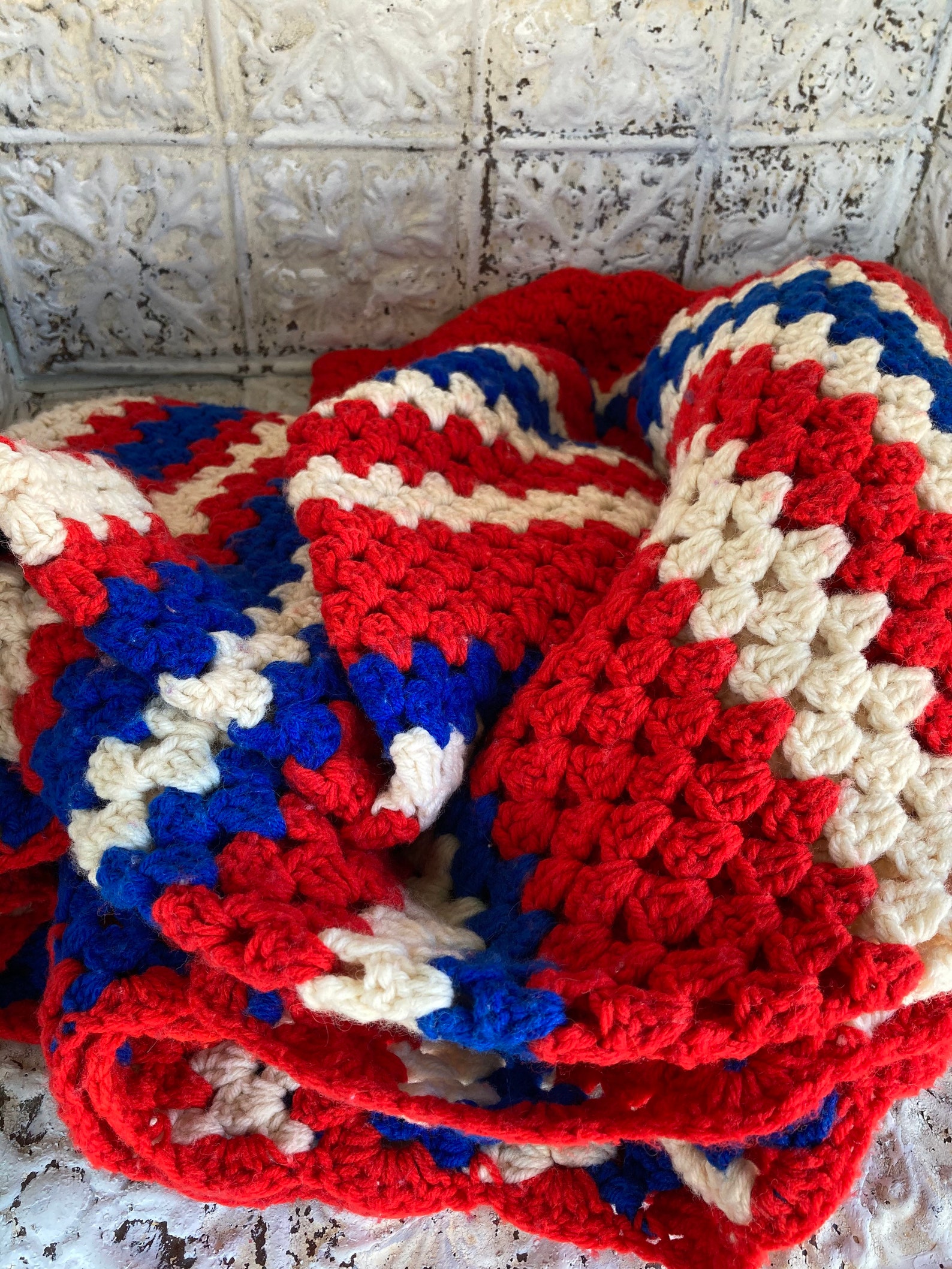 Afghan Crocheted Neon Pink Kelly Green Cream off White Long - Etsy