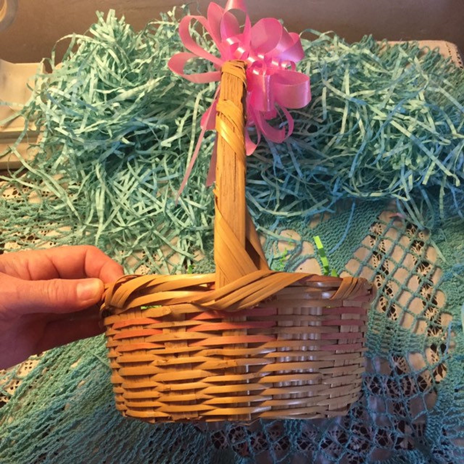 Basket Easter Basket Vintage Hand Made Easter Decor Small - Etsy