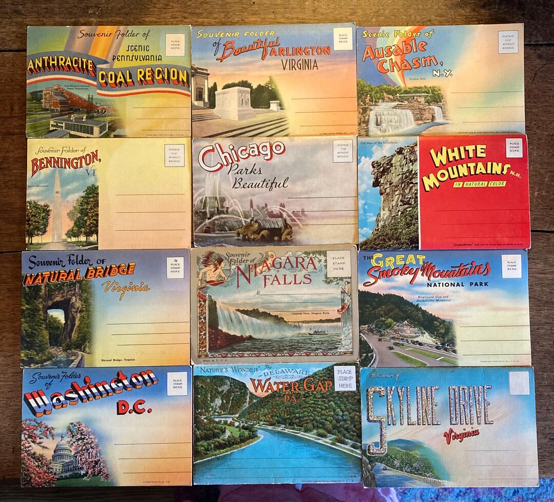 Vintage Souvenir Fold Out Postcards A to Z You Choose Summer Vacation ...