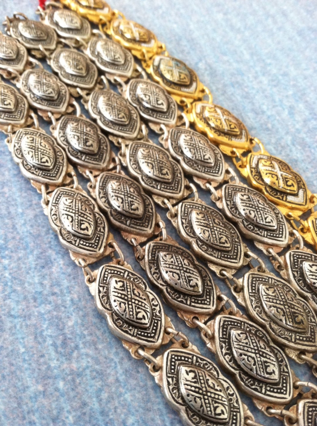 Bracelet Boho Damascene Silver Medallion Bracelet Moorish Influence ...