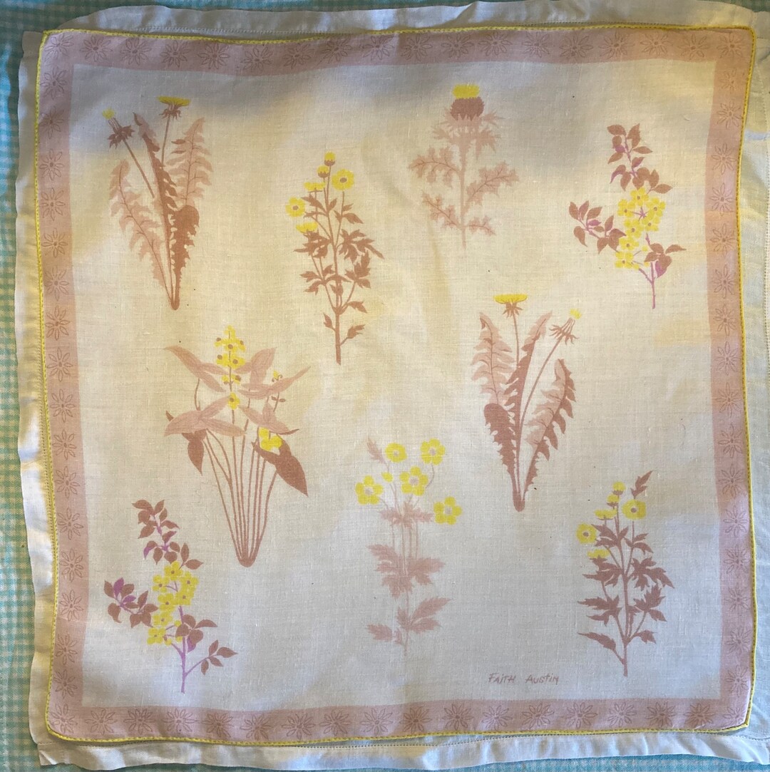 Handkerchief Faith Austin Wild Flowers Dandelion Wild Mustarlungwort ...