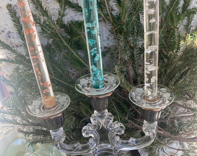 Vintage Bobeches Glass Candle Decoration Drip Catcher Cut Glass Flower ...