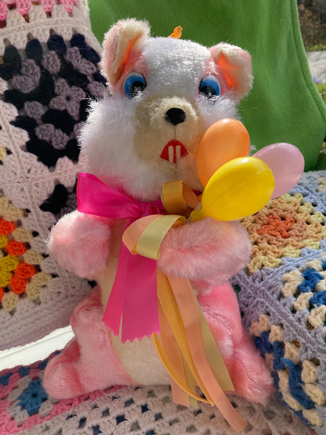 Vintage Easter Stuffie Squirrel Easter Present Easter Basket Pink White ...