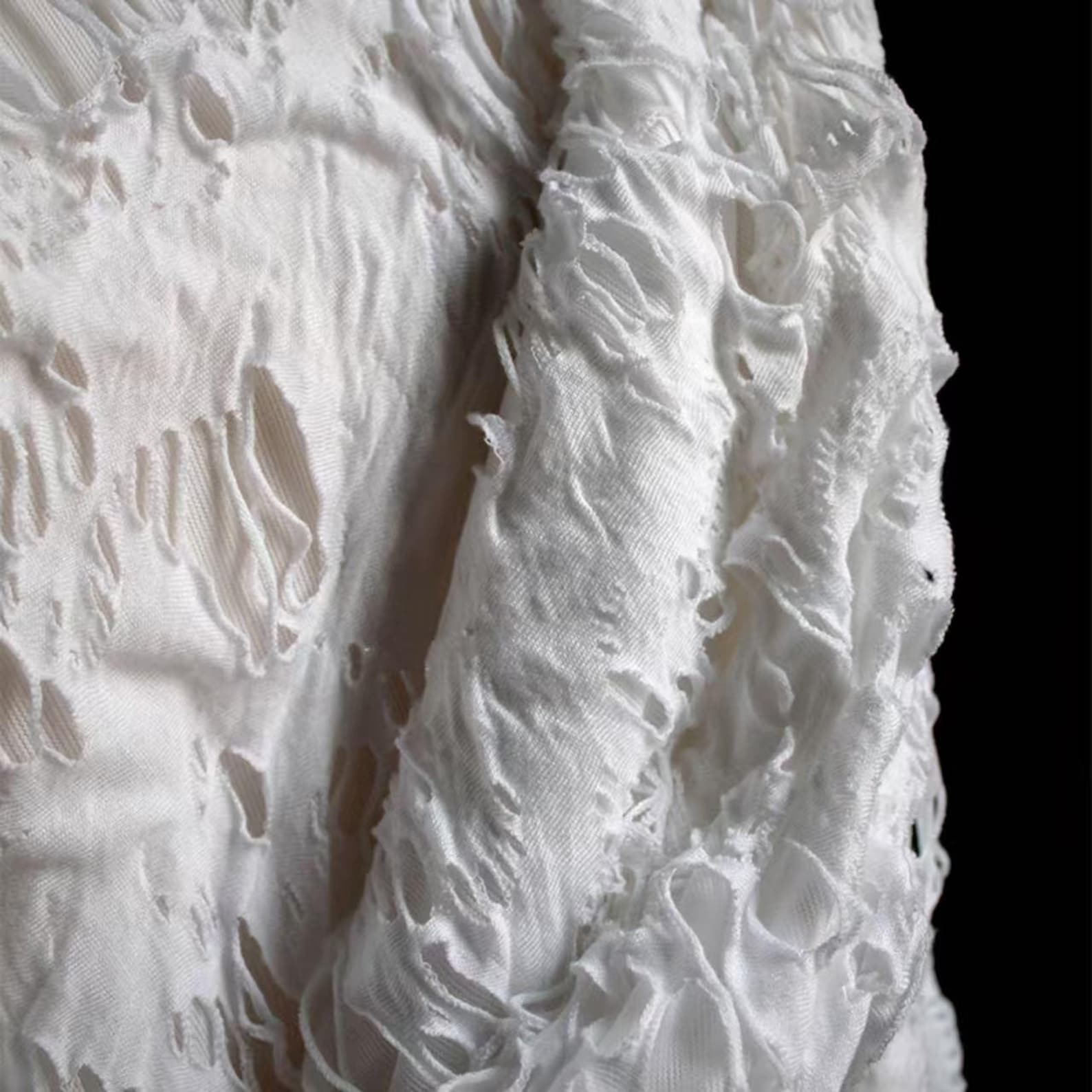 Distressed White Heavy Texture Cotton - Artisan Fabric for T-shirts ...