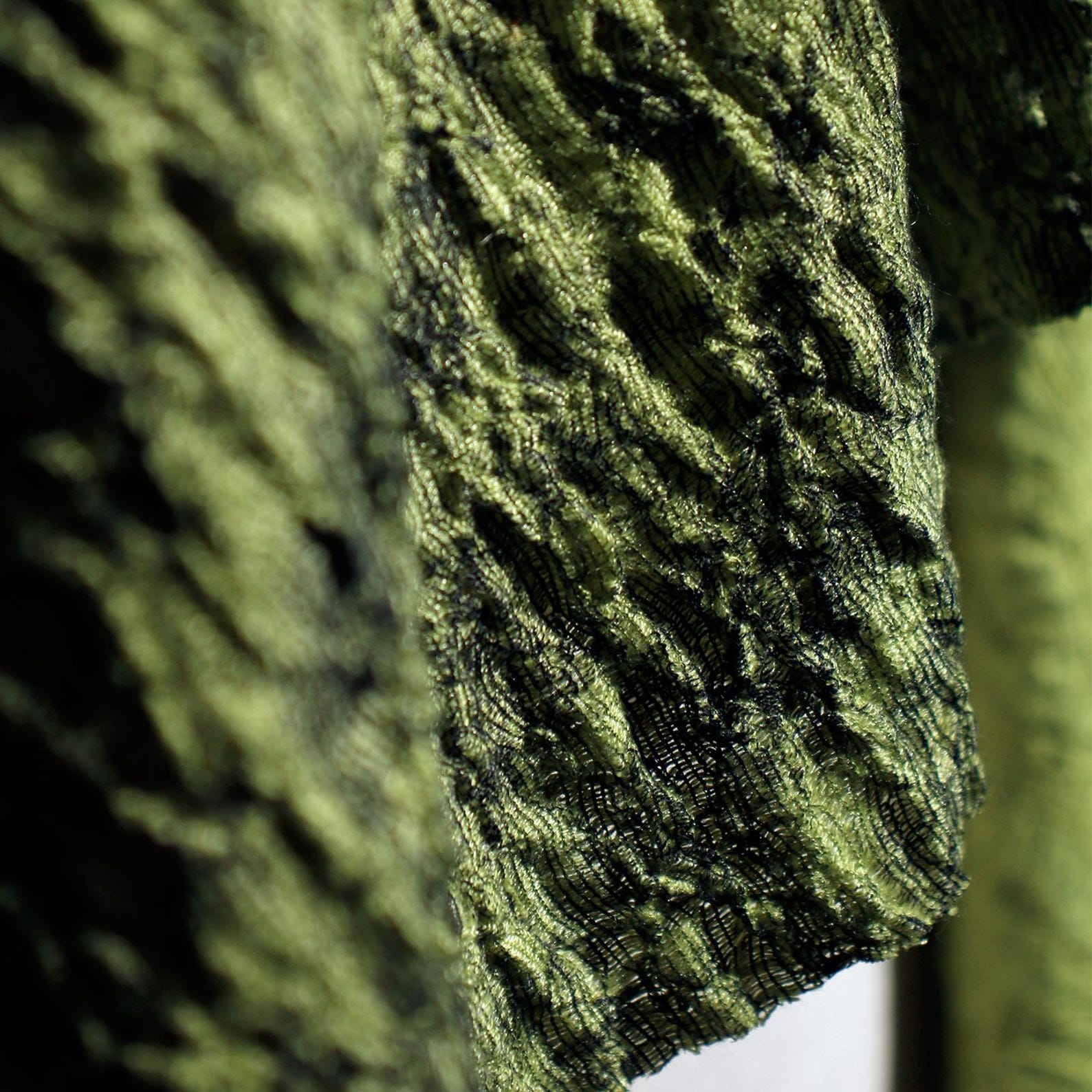 Moss Texture 3D Pleated Fabric, Stretch Drape Material, Retro Green ...