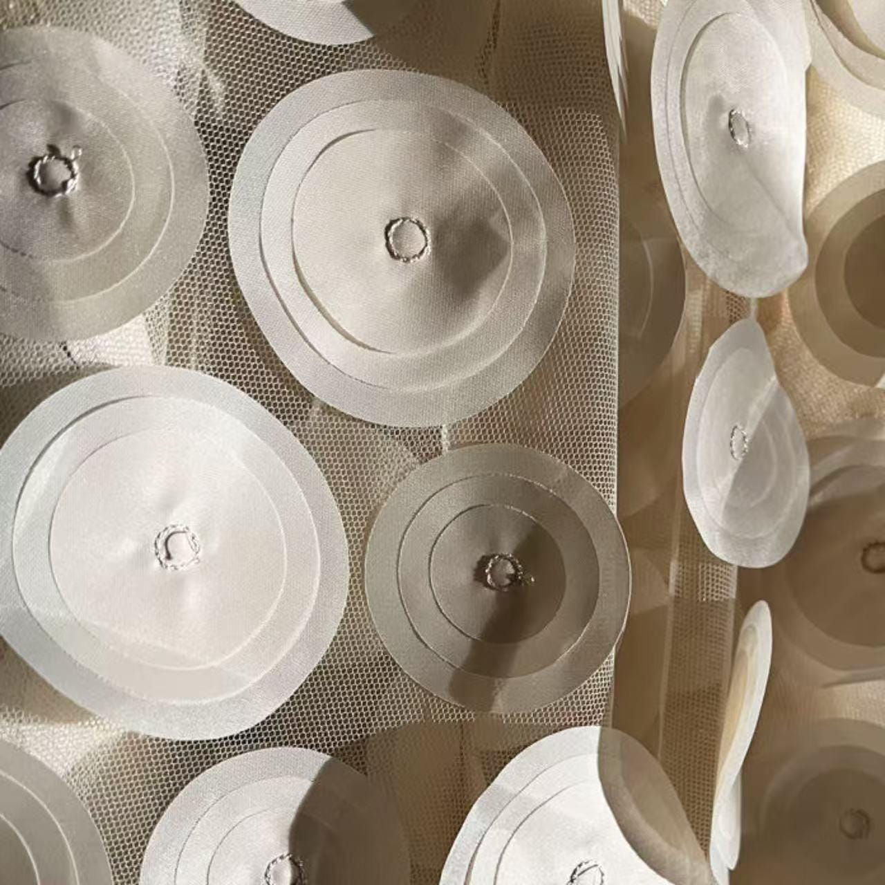 Hand-applied 3D Texture Tulle, Floating Discs Sheer Fabric for Wearable ...