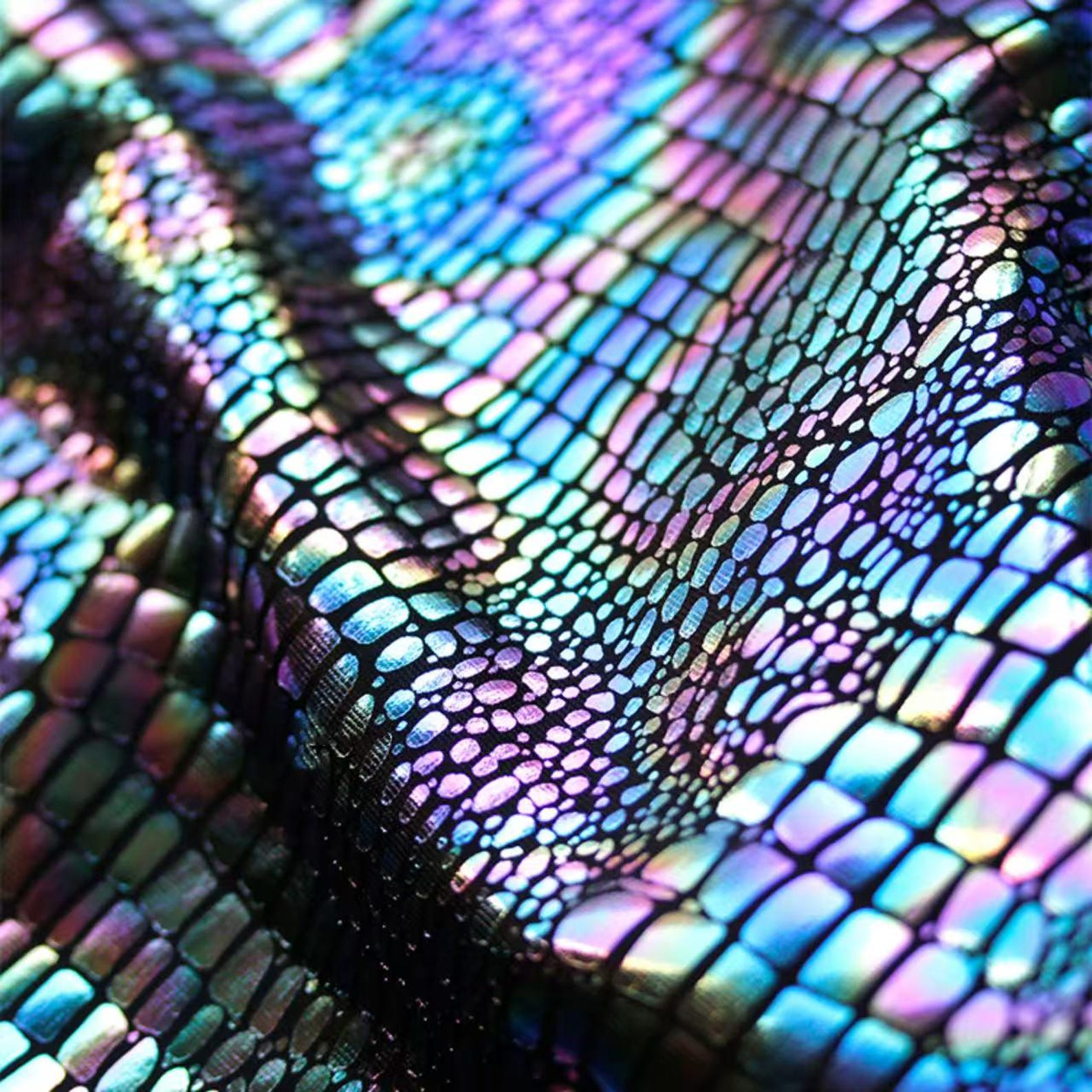 Cyborg Alligator Holographic Fabric - Stretch Iridescent Techwear for ...