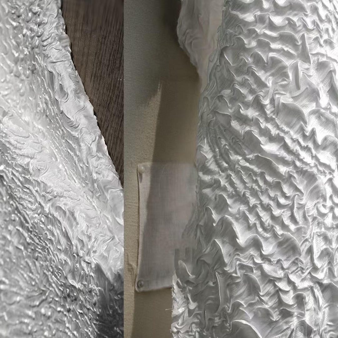 Water Wave Ruched Satin - Heavy Texture Iridescent Fabric for Couture ...