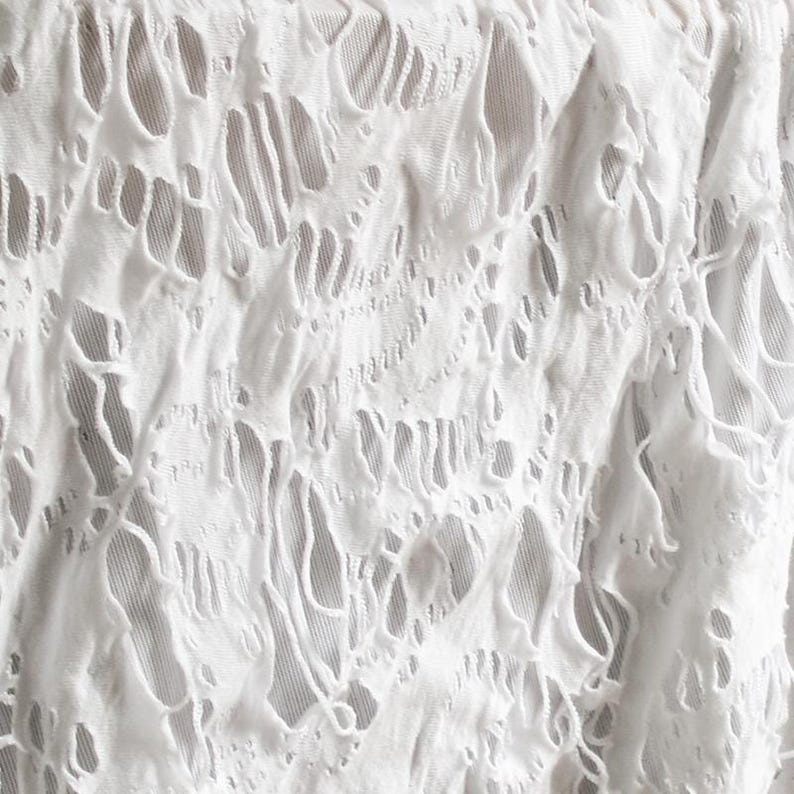 Distressed White Heavy Texture Cotton - Artisan Fabric for T-shirts ...