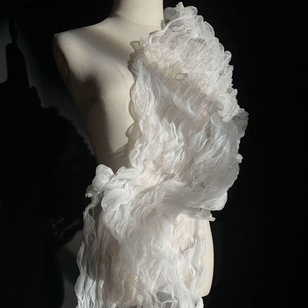 White Wave 3D Pleated Fabric | Bubble Irregular Lace Crinkle Cloth - Etsy