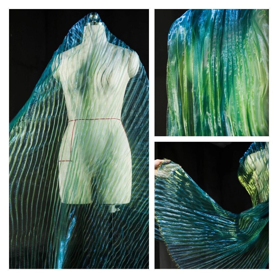 Ocean Blue Mermaid Tulle - Iridescent Sheer Fabric for Wedding Decor ...