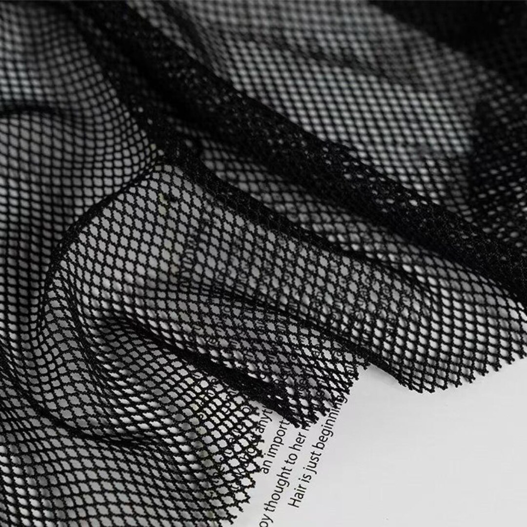 Black Grid Power Stretch Mesh - Fitted Top & Sportswear Fabric, Soft ...