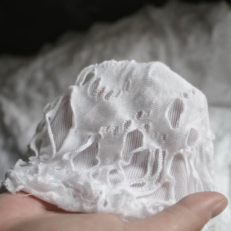 Distressed White Heavy Texture Cotton - Artisan Fabric for T-shirts ...