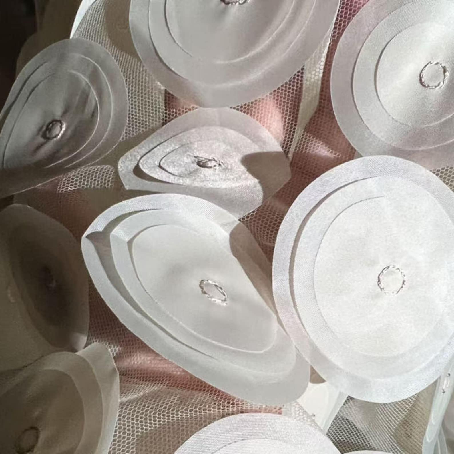 Hand-applied 3D Texture Tulle, Floating Discs Sheer Fabric for Wearable ...