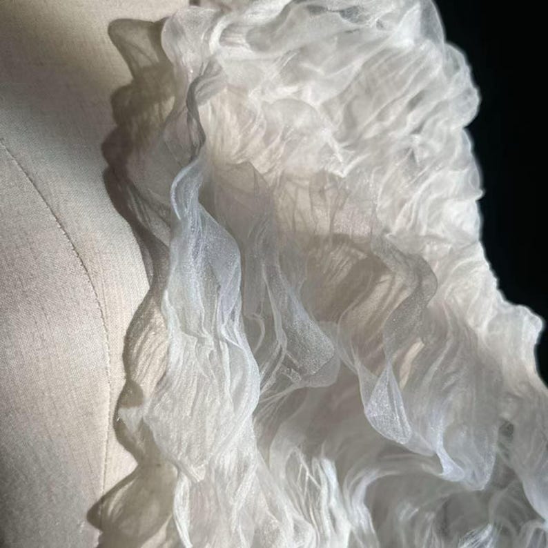 White Wave 3D Pleated Fabric | Bubble Irregular Lace Crinkle Cloth - Etsy