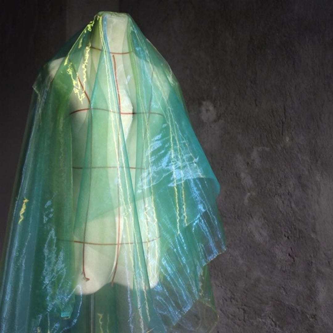 Teal Blue Gold Gradient Organza - Celestial Sheer Fabric for Fairy ...