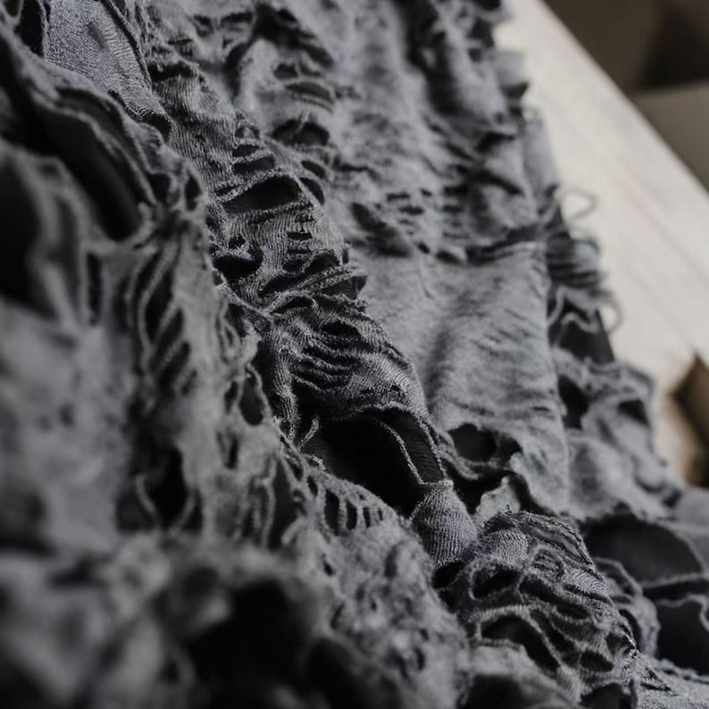 Distressed Cotton Fabric, Layered Texture Tee Material, Artistic Rip ...