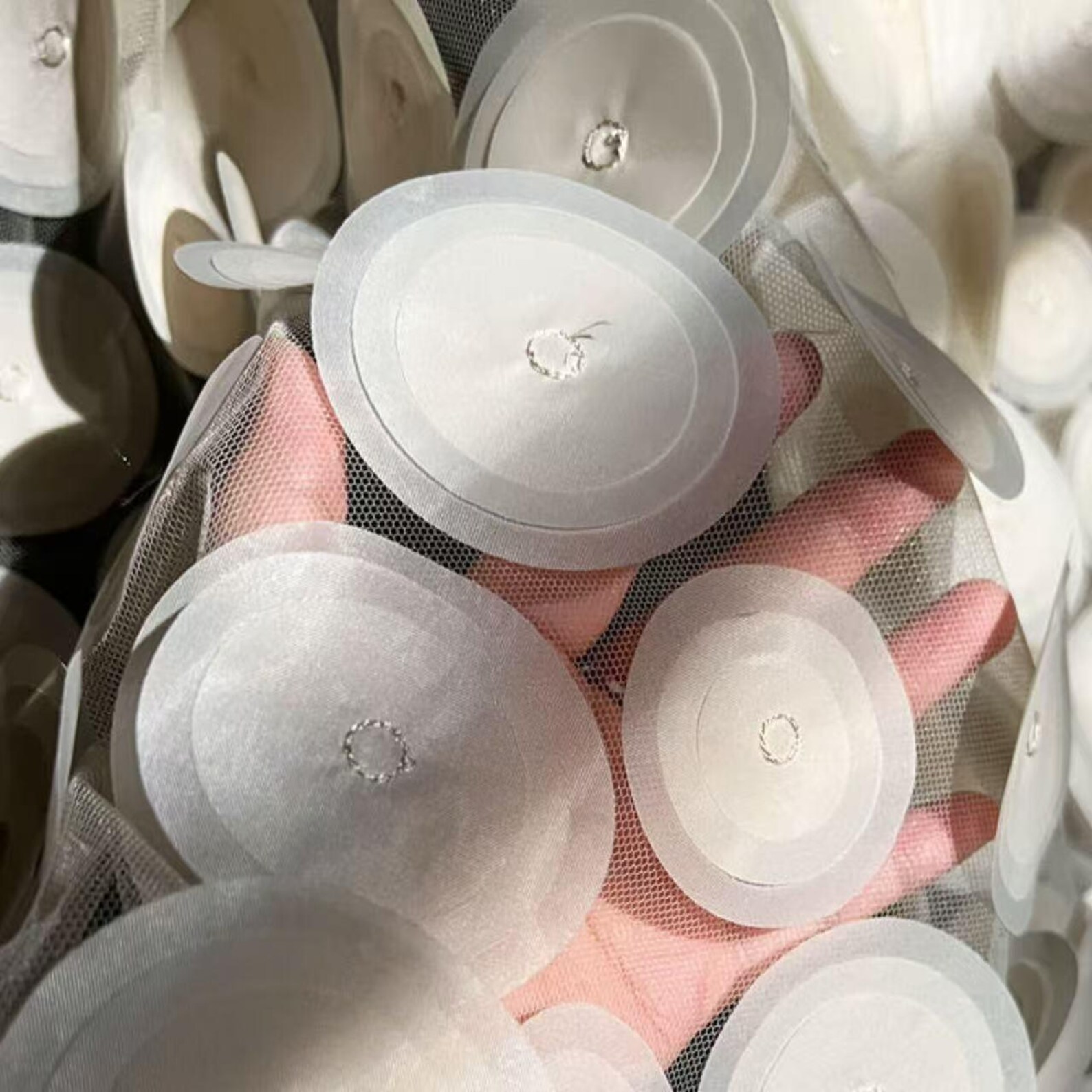 Hand-applied 3D Texture Tulle, Floating Discs Sheer Fabric for Wearable ...