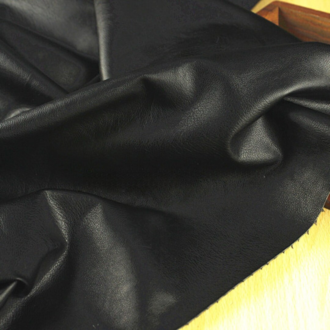 Black Fine Line PU Leather - Thin Soft Hand Feel Fabric for Garment ...