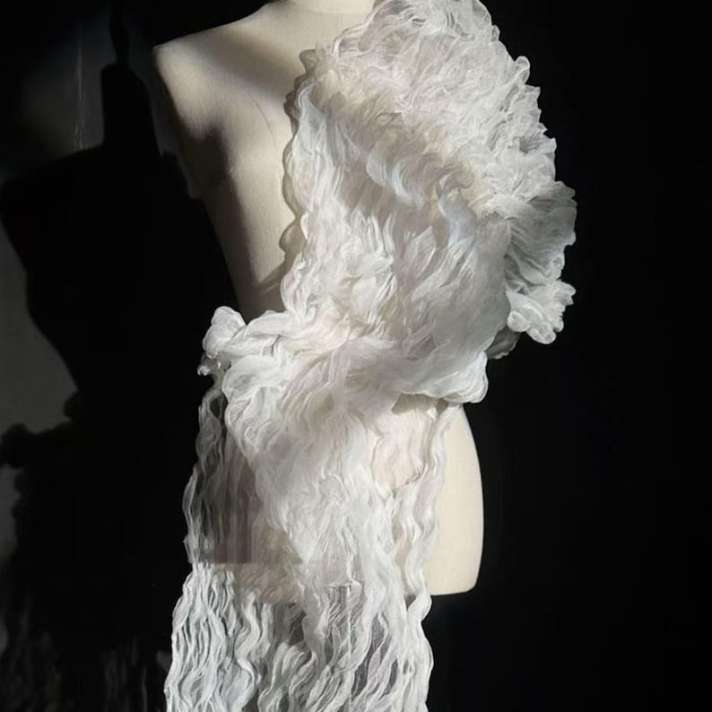 White Wave 3D Pleated Fabric | Bubble Irregular Lace Crinkle Cloth - Etsy