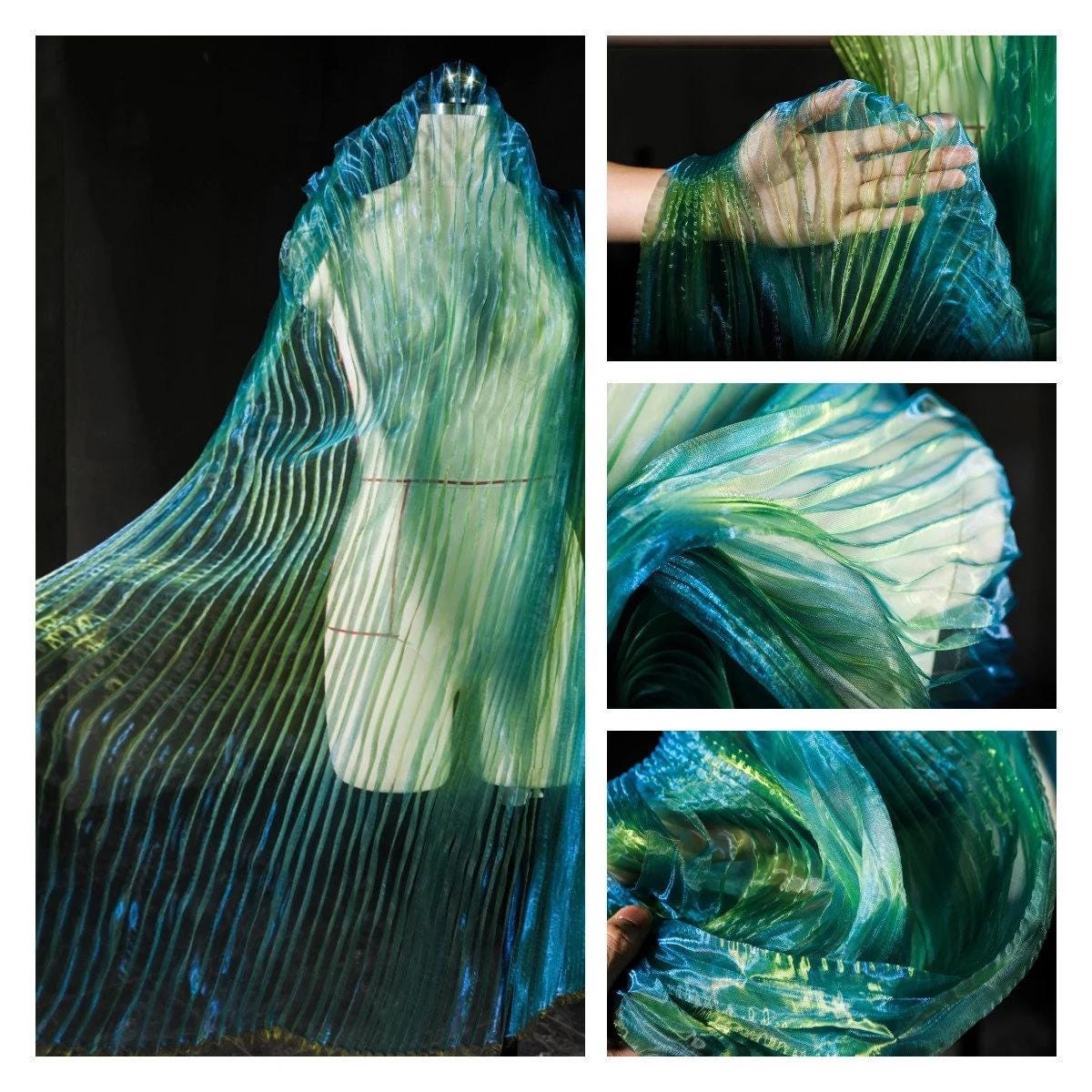 Ocean Blue Mermaid Tulle - Iridescent Sheer Fabric for Wedding Decor ...