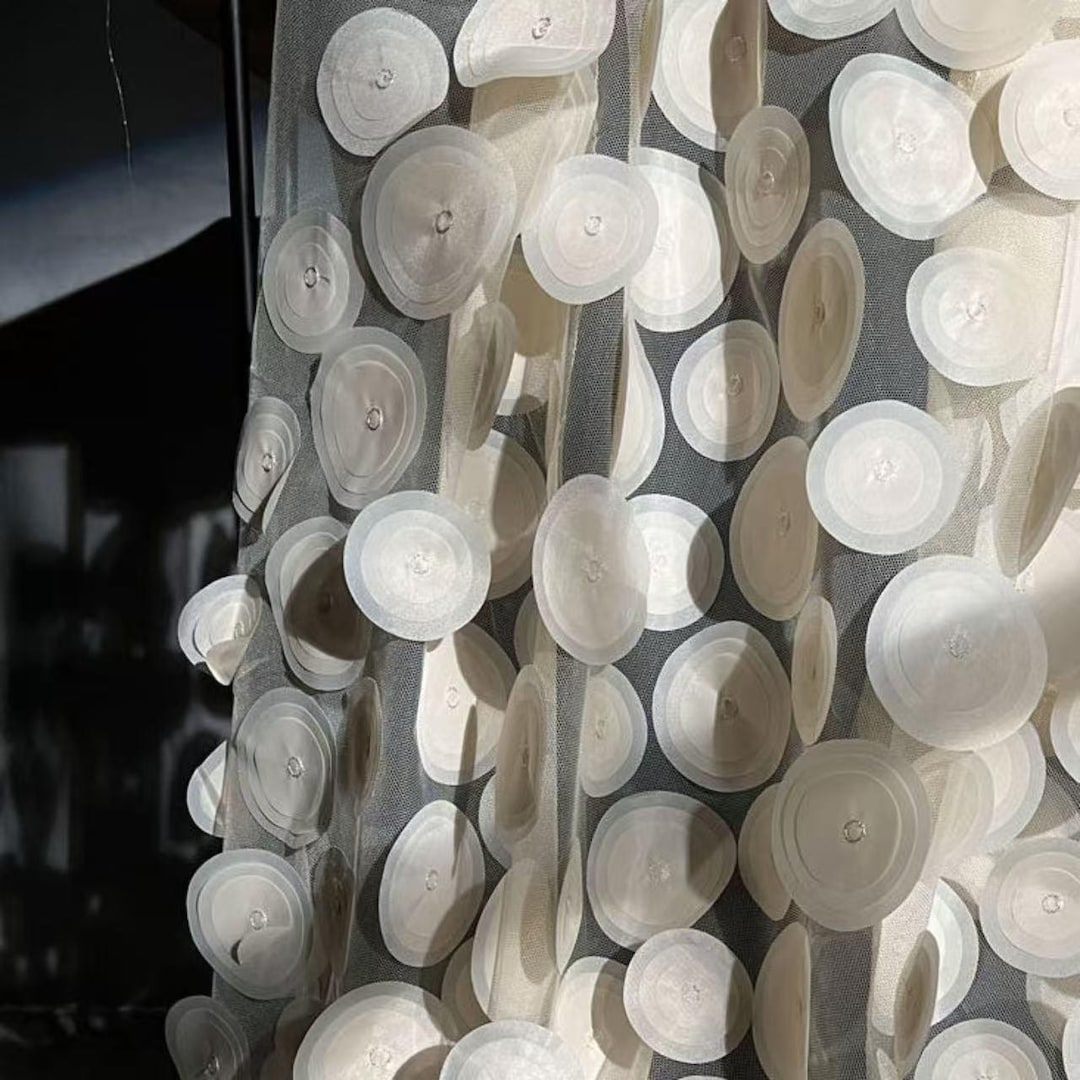 Hand-applied 3D Texture Tulle, Floating Discs Sheer Fabric for Wearable ...