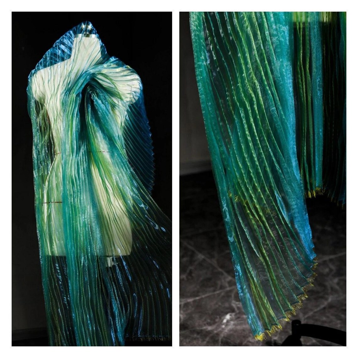 Ocean Blue Mermaid Tulle - Iridescent Sheer Fabric for Wedding Decor ...