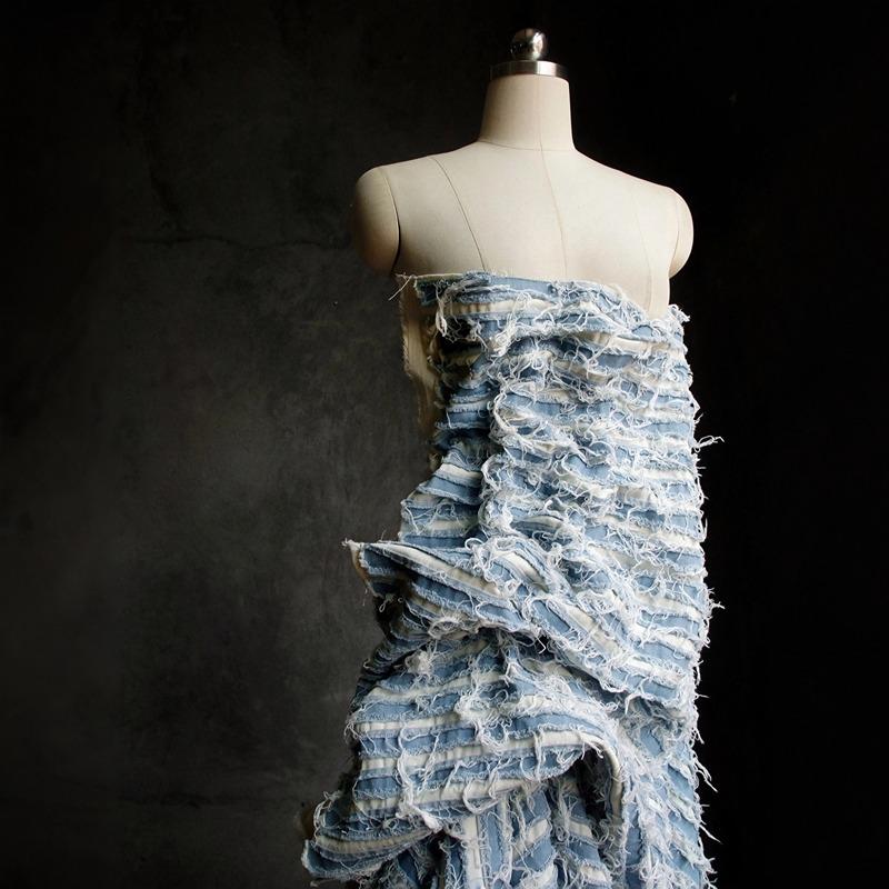 Distressed Denim Fabric, Frayed Texture Cloth, Vintage Reconstruction ...