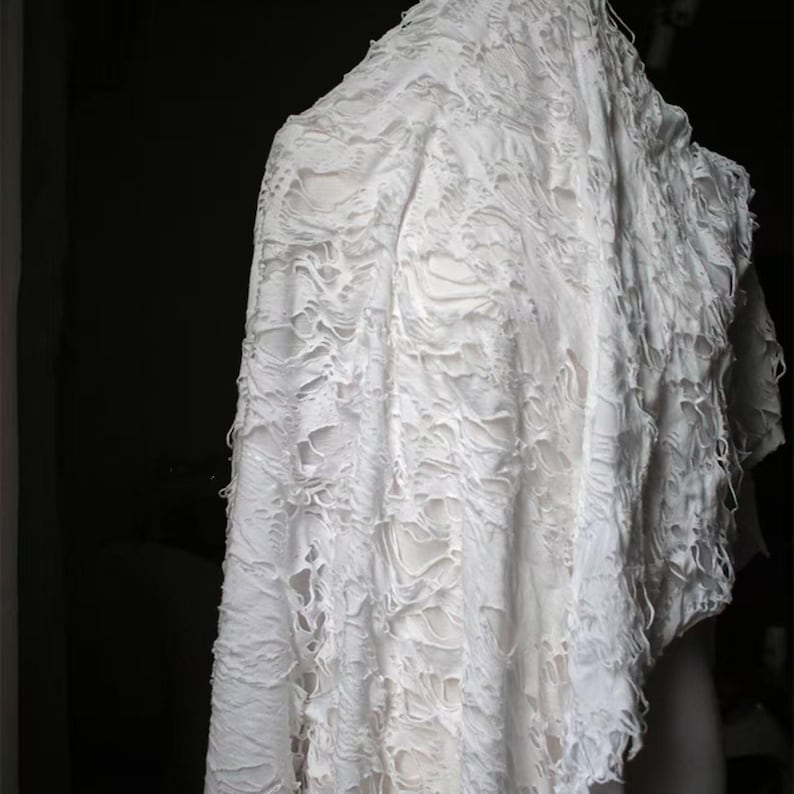 Distressed White Heavy Texture Cotton - Artisan Fabric for T-shirts ...