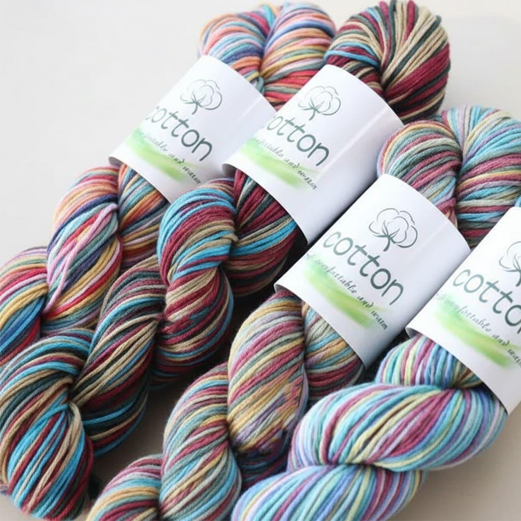 Rainbow Variegated Cotton Yarn, Gradient Crochet Knitting Thread - Etsy