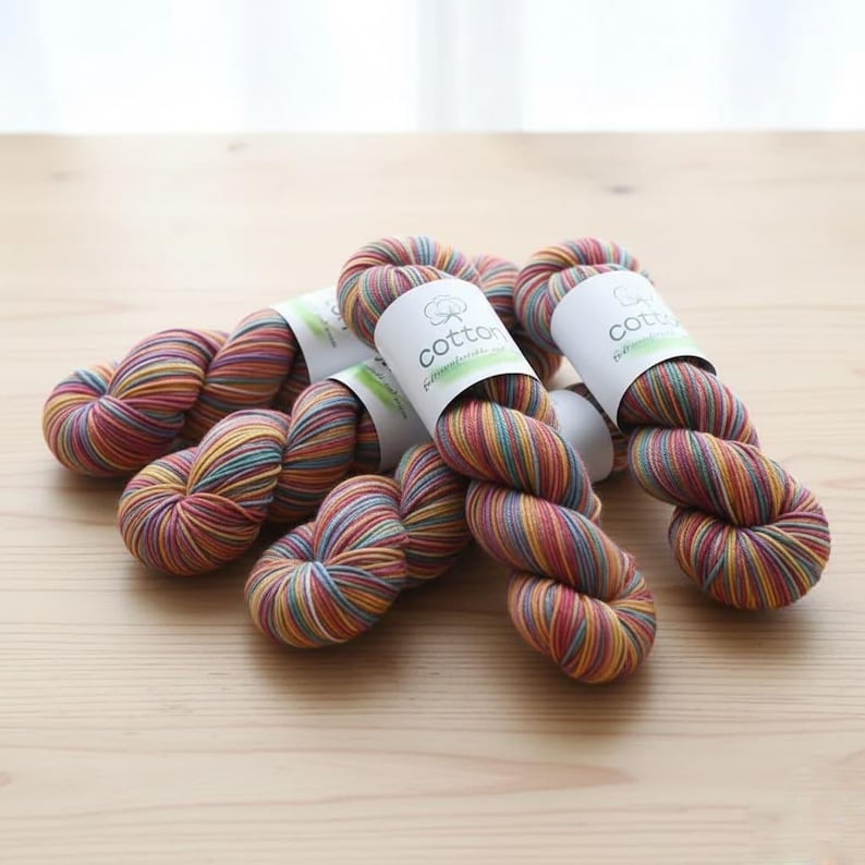 Rainbow Variegated Cotton Yarn, Gradient Crochet Knitting Thread - Etsy