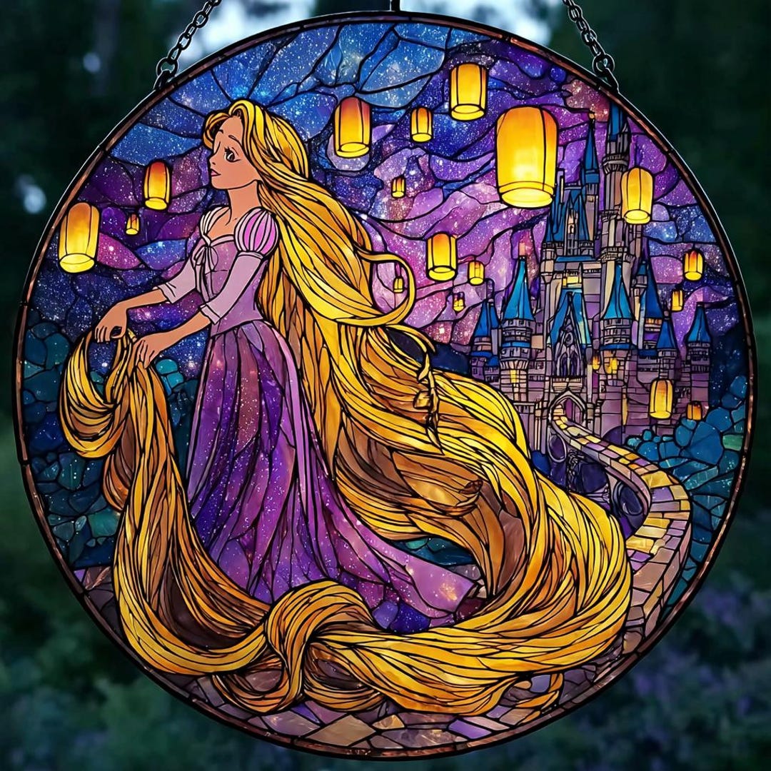 Tangled Princess Acrylic Window Hanging, Rapunzel Faux Stained Glass ...