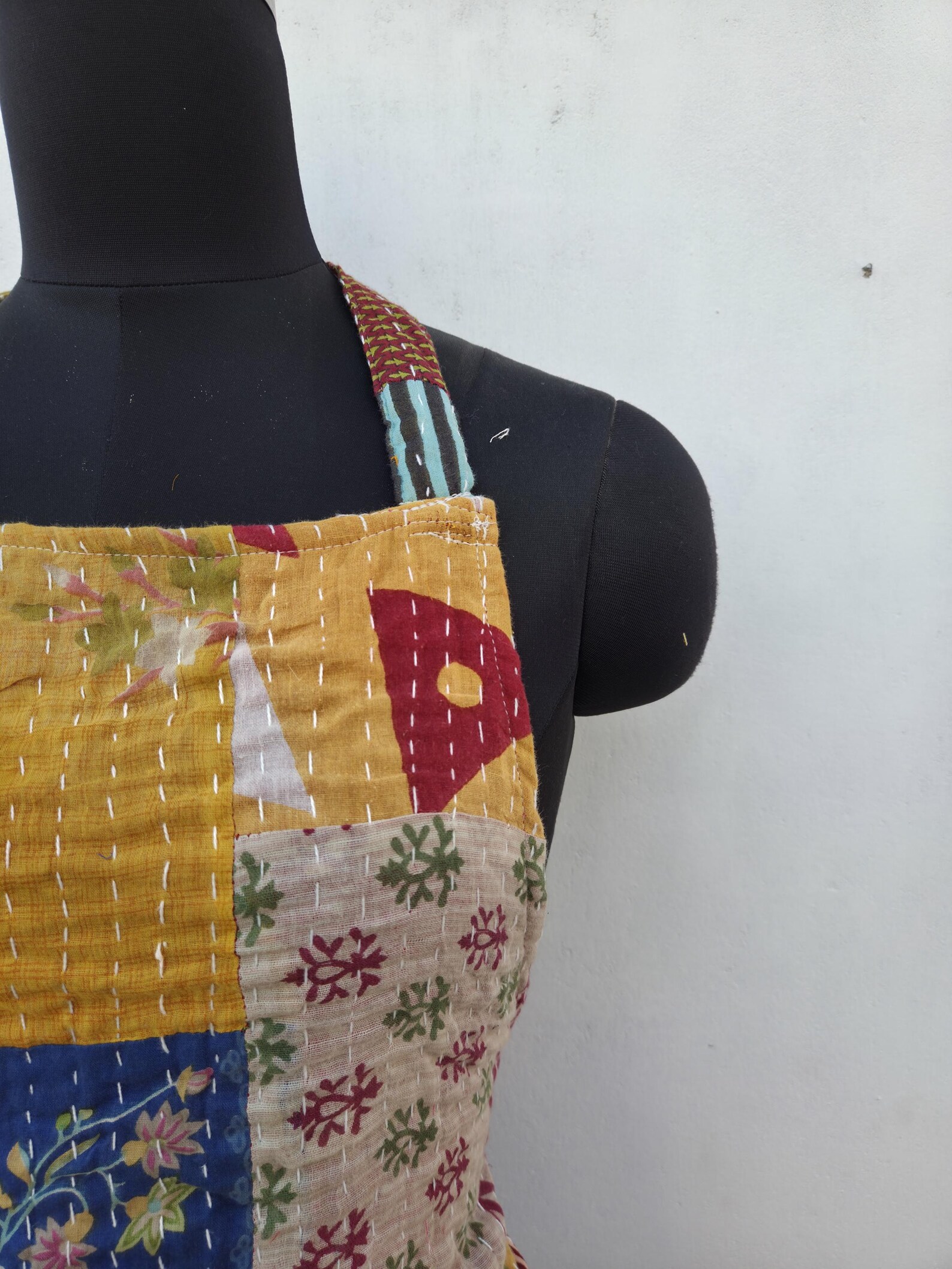 Patchwork Kantha Upcycled Cotton Apron | Colorful Boho Kitchen Wear ...